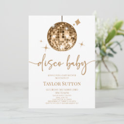 Gold Disco Ball Disco Baby Shower Invitation | Zazzle