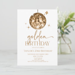 Gold Disco Ball Golden Birthday Party Invitation | Zazzle