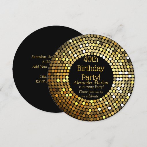 Gold Disco glitter Birthday party Invitation | Zazzle