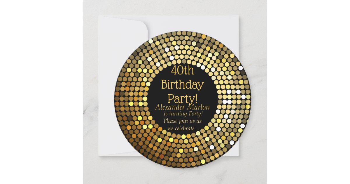 Gold Disco glitter Birthday party Invitation | Zazzle