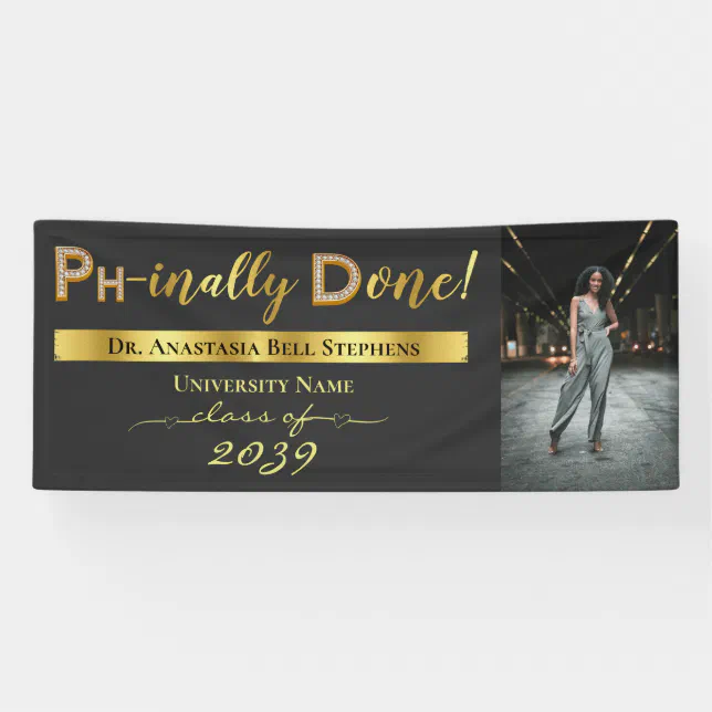 Gold Doctorate PhD Graduation Ceremony Party Banner | Zazzle