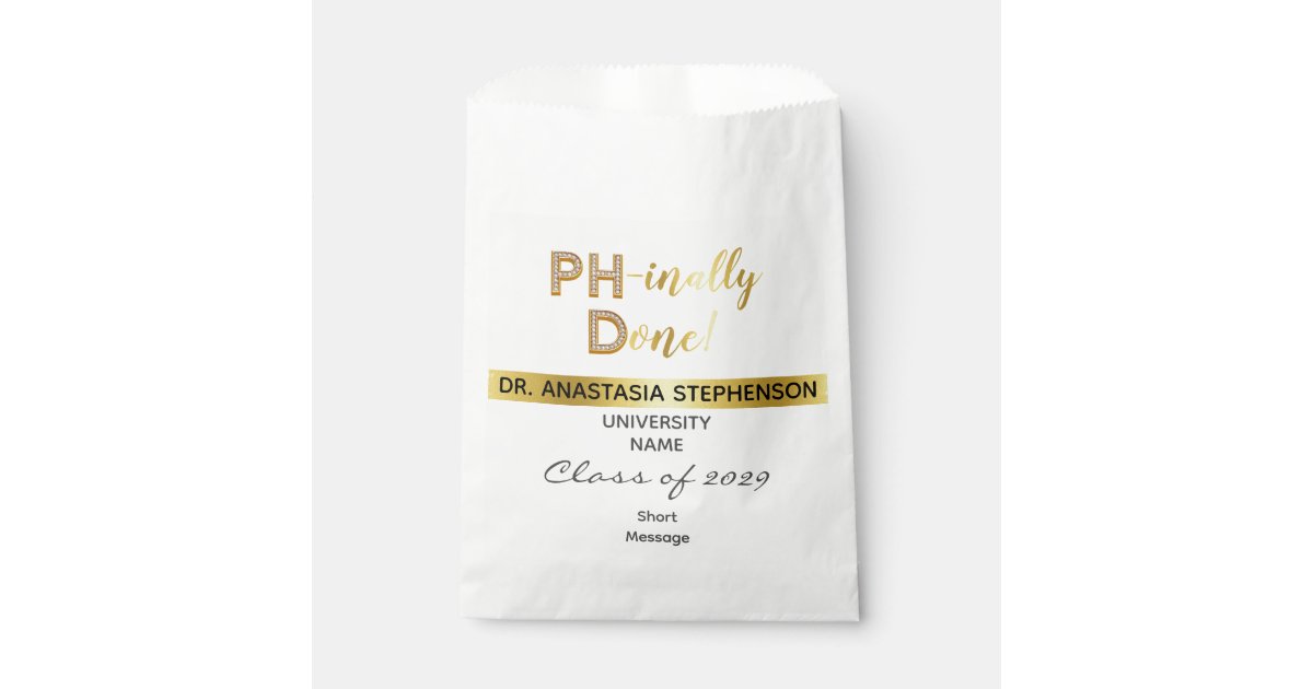Gold Doctorate PhD Graduation Ceremony Party Favor Bag | Zazzle