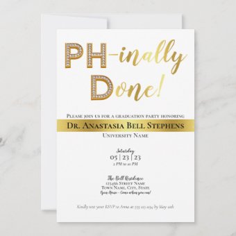 Gold Doctorate PhD Graduation Ceremony Party Photo Invitation | Zazzle