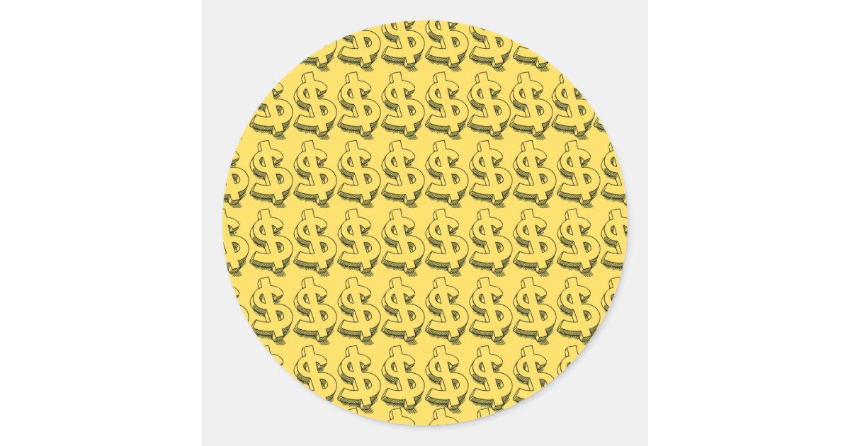 gold dolar classic round sticker | Zazzle