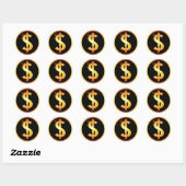 GOLD DOLLAR SIGN CLASSIC ROUND STICKER | Zazzle