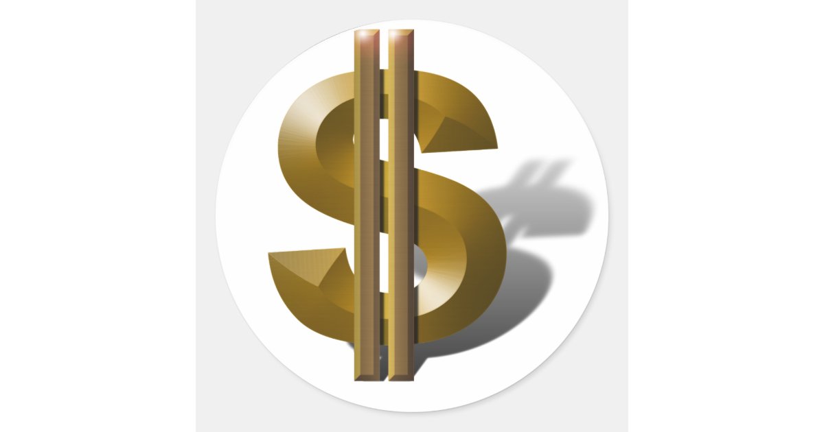 Gold Dollar Sign Classic Round Sticker | Zazzle
