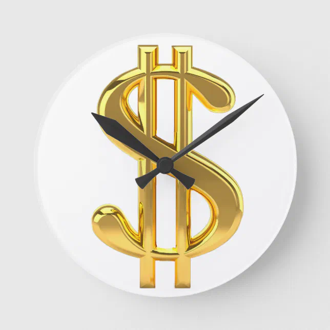 Gold Dollar Sign Wall Clock | Zazzle