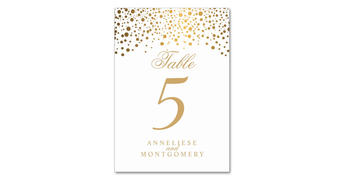 Gold Dots and White - Table Number | Zazzle