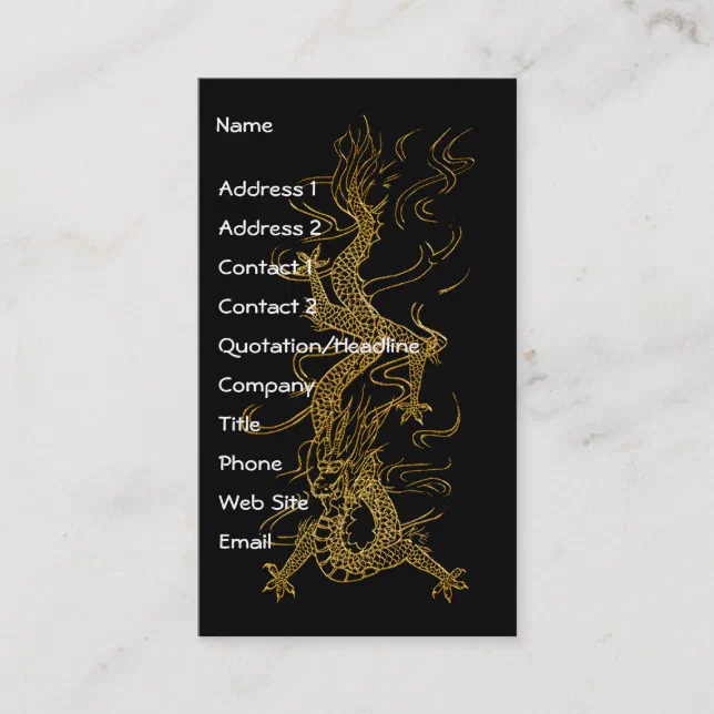 GOLD DRAGON Asian Design Business Card | Zazzle