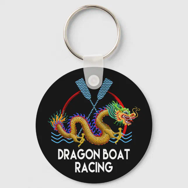 Gold Dragon Boat Racing Keychain | Zazzle