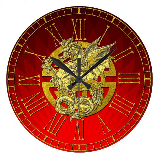 Gold Dragon Chinese Symbol Prosperity Large Clock | Zazzle.com