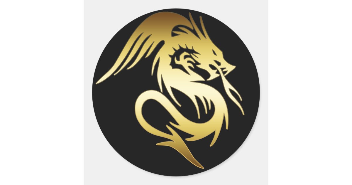 GOLD DRAGON CLASSIC ROUND STICKER | Zazzle