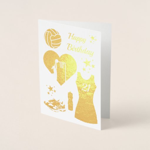 Gold Dress Netball Birthday Foil Card | Zazzle