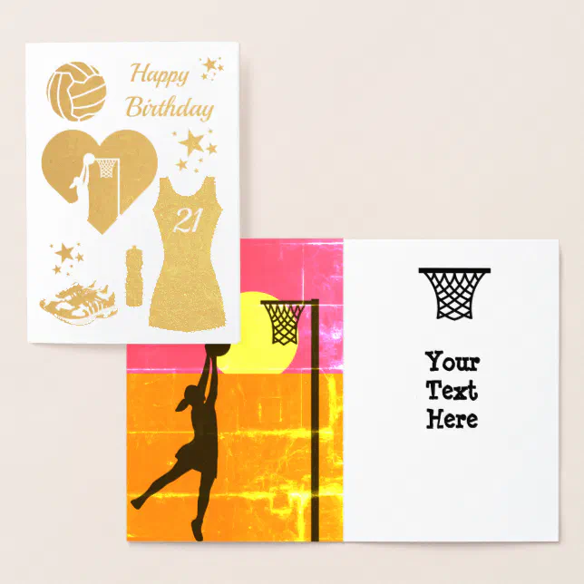 Gold Dress Netball Birthday Foil Card | Zazzle