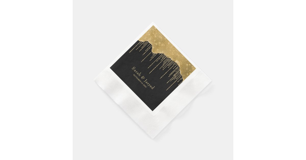 Gold Drip Glitter Napkins | Zazzle