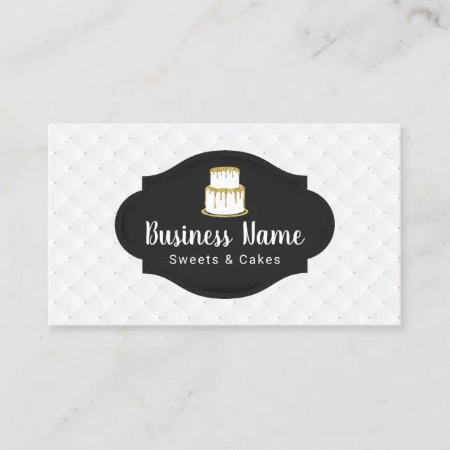 Gold Drip Icing Cake Logo Sweet Boutique Bakery Business Card | Zazzle