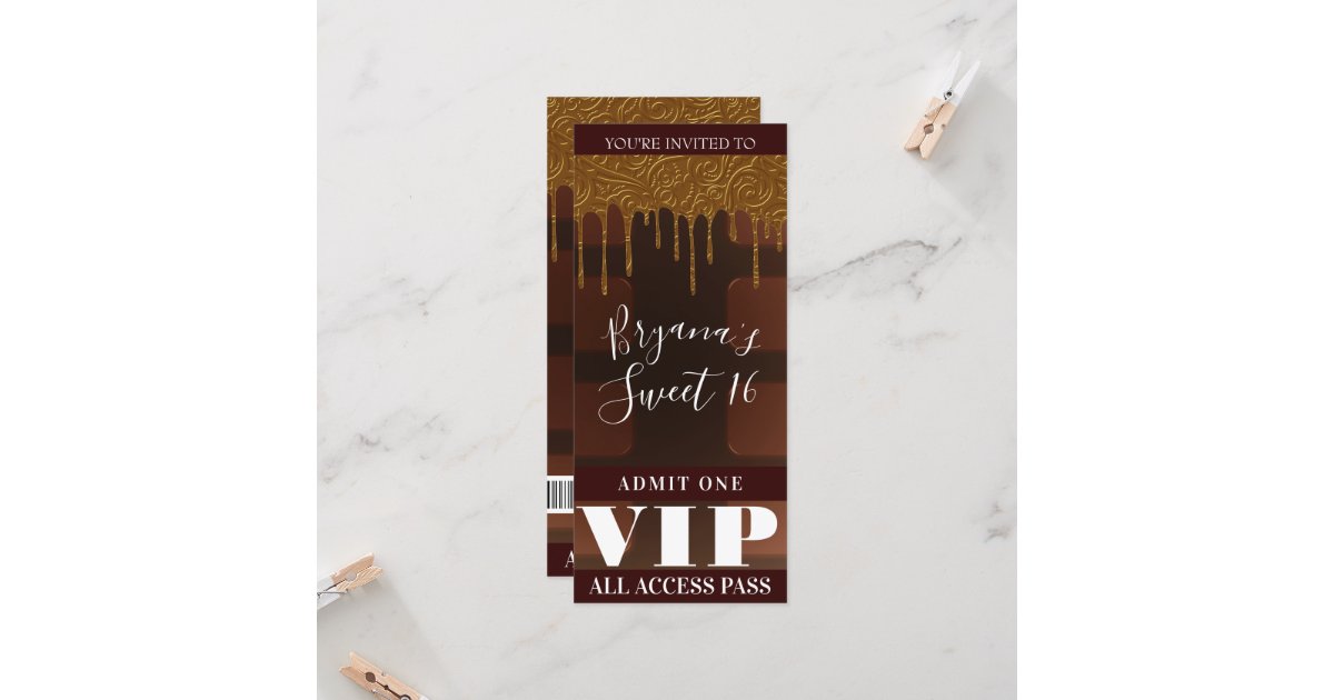 Gold Drip Wrapper Chocolate Candy Bar Party VIP | Zazzle