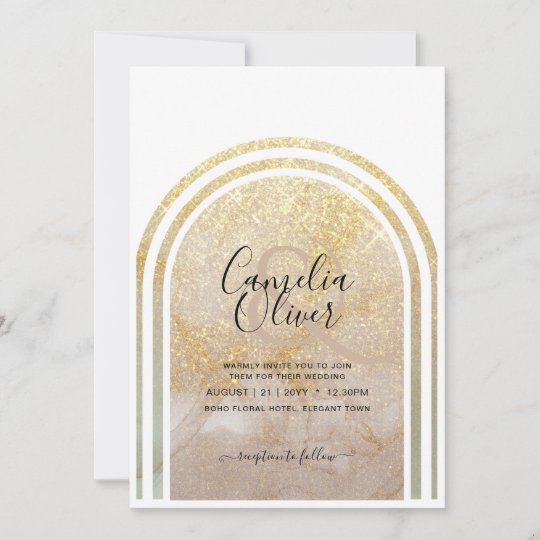 Gold Dust | Elegant Gold Glitter Arch Wedding Invitation | Zazzle.com