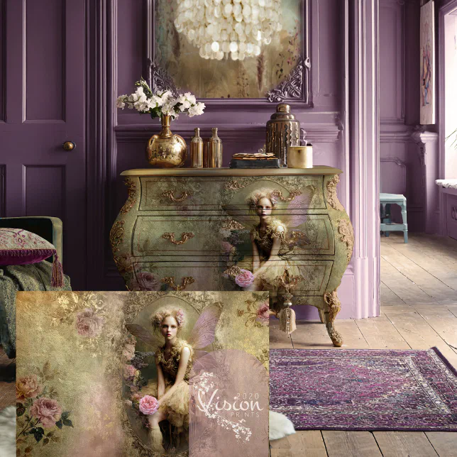 Gold Dust, Vintage fairy, Romanticism & Floral Tissue Paper | Zazzle