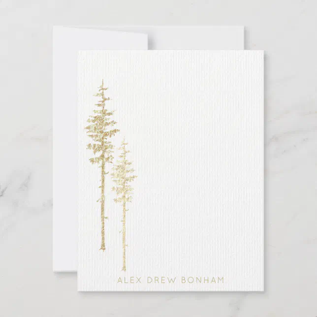 Gold Eastern Pine Tree Forest Note Card | Zazzle
