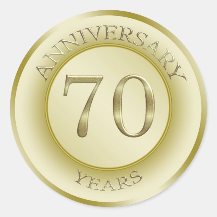 Gold effect 70th Wedding Anniversary Sticker | Zazzle