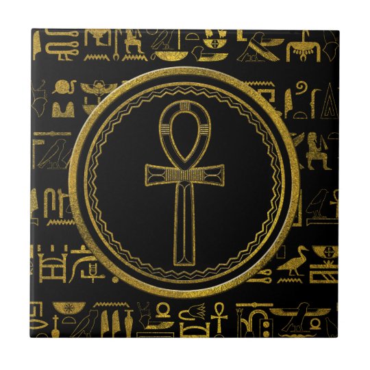 Gold Egyptian Ankh Cross symbol Tile | Zazzle.com