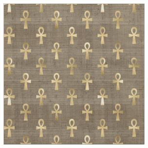Metallic Gold Egyptian Ankh on Navy Blue Fabric | Zazzle