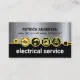Gold Electrical Icons Power Line On Silver Business Card | Zazzle