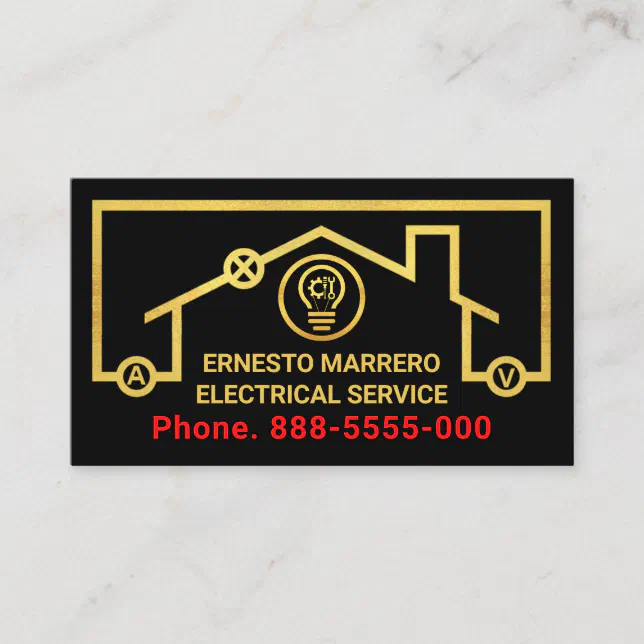 Gold Electrical Symbols Wiring Frame Business Card | Zazzle