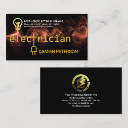 Gold Electrician Circuit Red Power Lightning Business Card | Zazzle