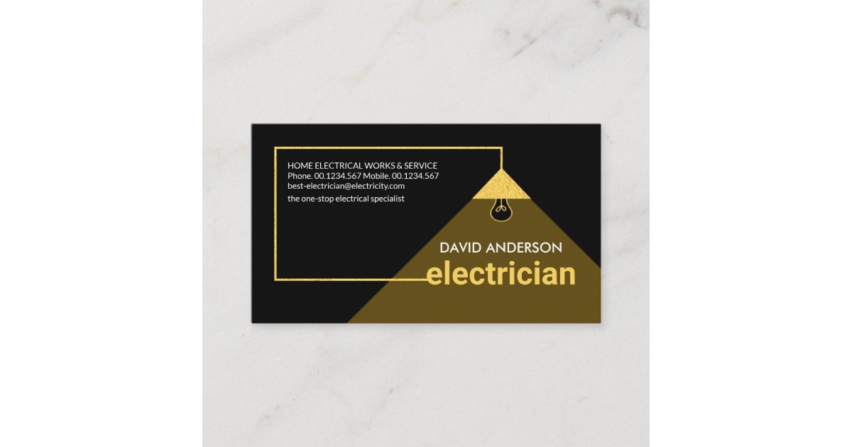 Gold Electrician's Power Cable Lampshade Business Card | Zazzle