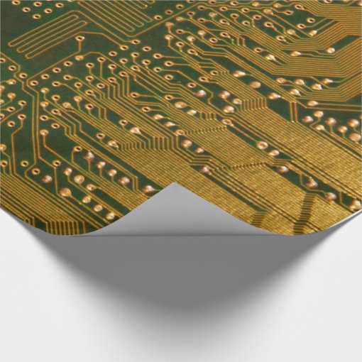 Gold Electronics Circuit Board Wrapping Paper | Zazzle