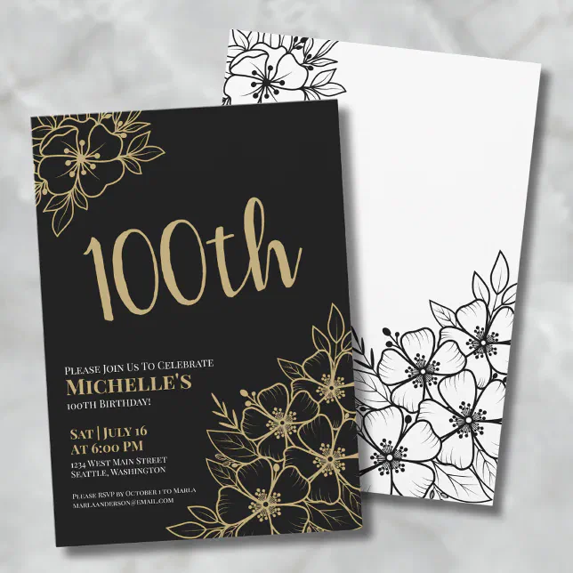 Gold Elegant 100th Birthday Party Invitation | Zazzle