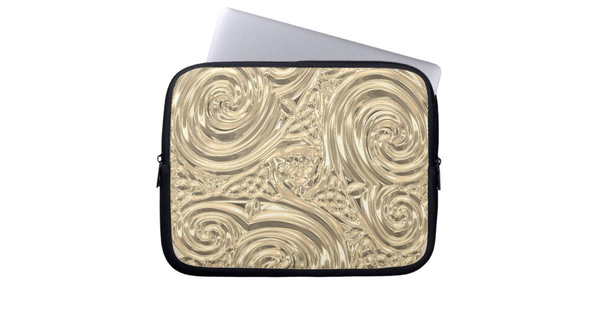 Gold elegant art nouveau abstract laptop sleeve | Zazzle