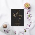 Gold Elegant calligraphy | Black Matte invitation Foil Invitation | Zazzle