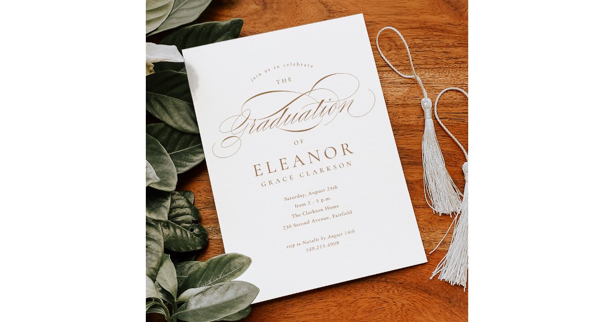 Gold Elegant Calligraphy Graduation Party Invitation | Zazzle