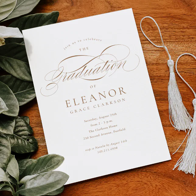 Gold Elegant Calligraphy Graduation Party Invitation | Zazzle