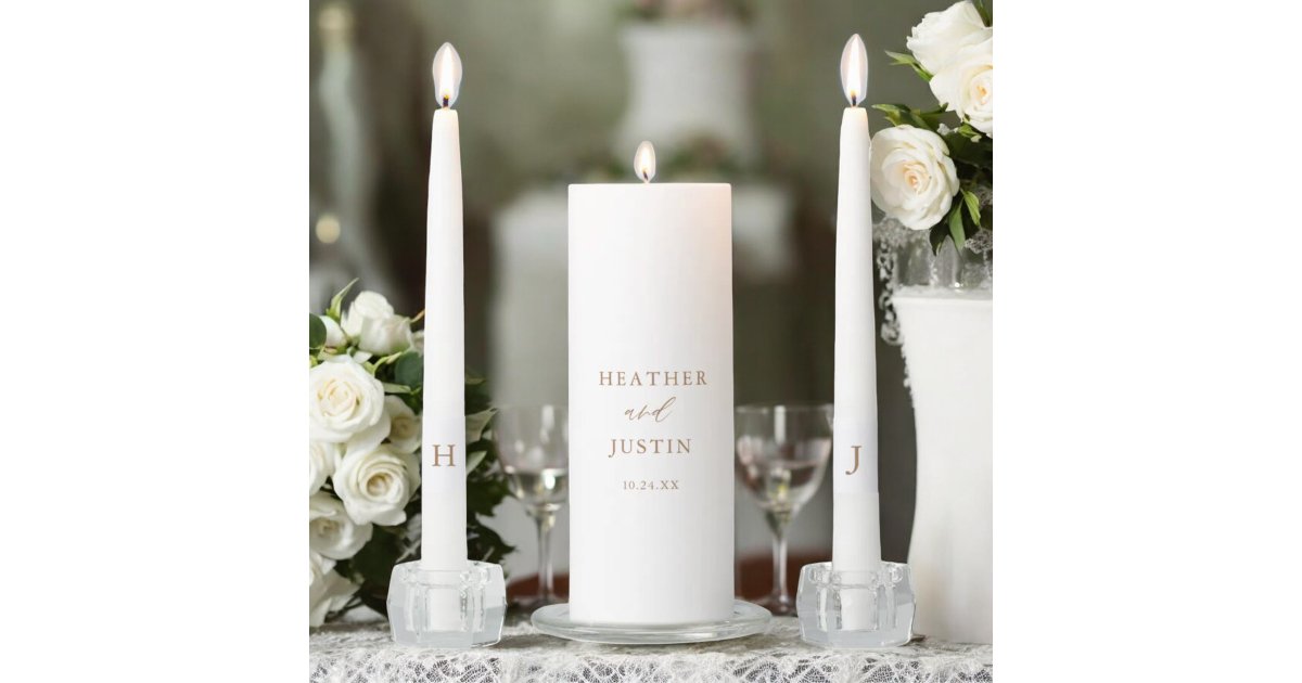 Gold Elegant Calligraphy Monogram Wedding Ceremony Unity Candle Set ...
