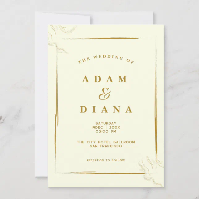 Gold Elegant Calligraphy Simple & Class Wedding Invitation | Zazzle