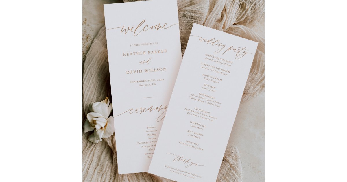 Gold Elegant Calligraphy Wedding Ceremony Program | Zazzle