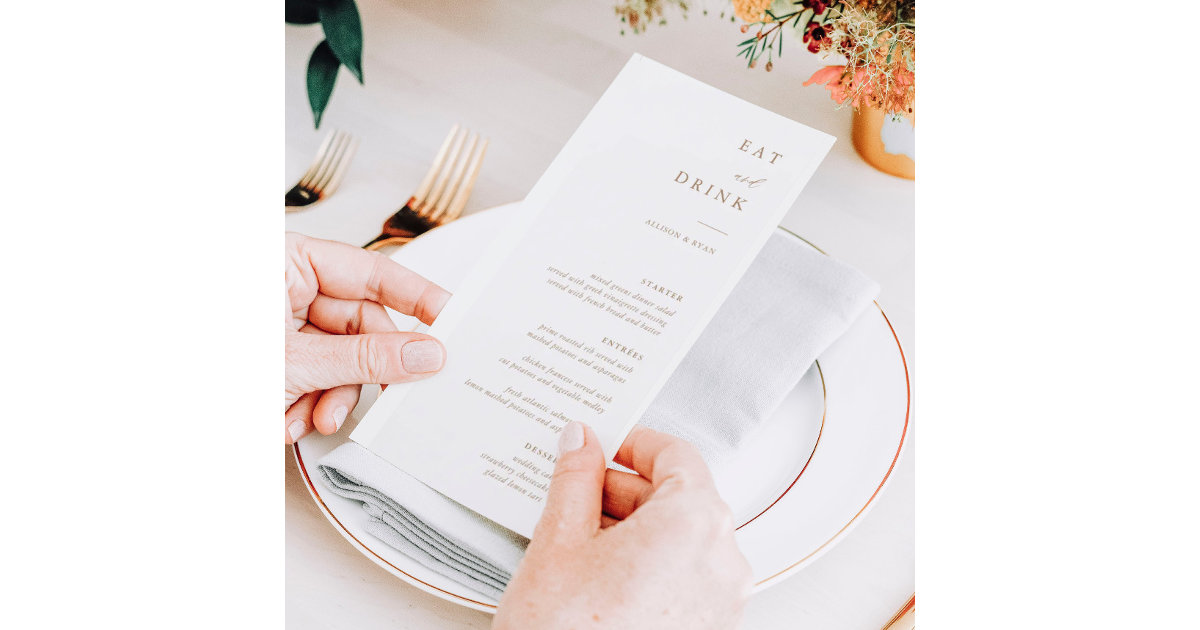 Gold Elegant Calligraphy Wedding Menu | Zazzle