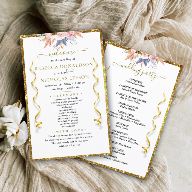 Gold Elegant Calligraphy Wedding Program | Zazzle