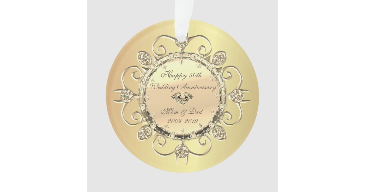 Gold Elegant Diamonds 50th Wedding Anniversary Ornament | Zazzle