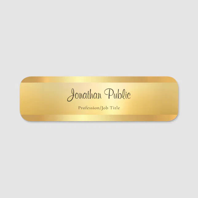 Gold Elegant Hand Script Name Template Modern Name Tag | Zazzle