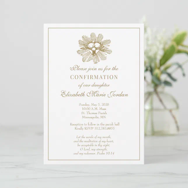 Gold Elegant Sacrament of Confirmation Invitation | Zazzle