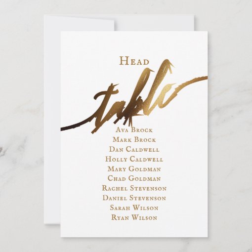 Gold Elegant Script Head Table Seating Chart Invitation | Zazzle