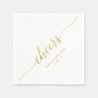 Gold | Elegant Stylish Lettering Cheers Event Napkins | Zazzle