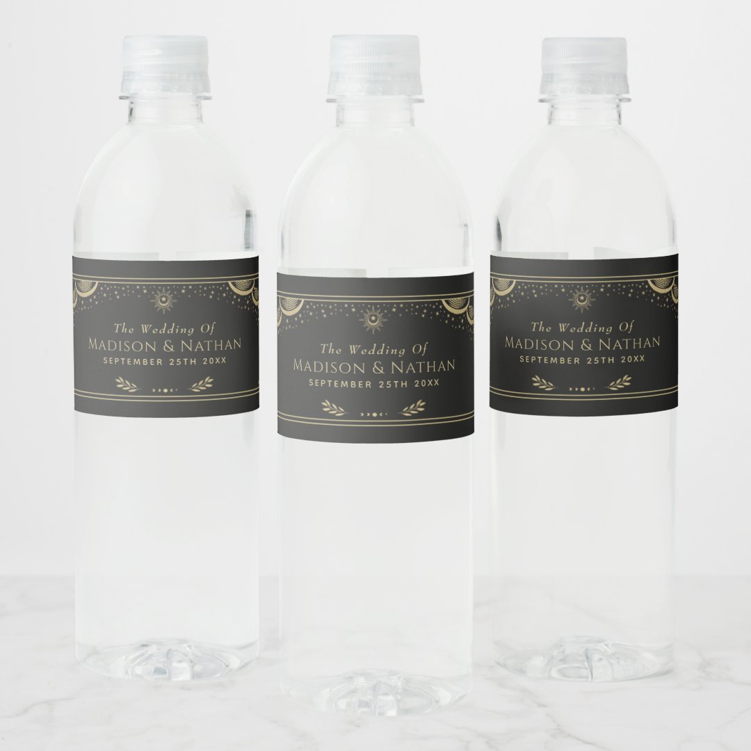 Gold Elegant Tarot Card Gothic Water Bottle Label | Zazzle