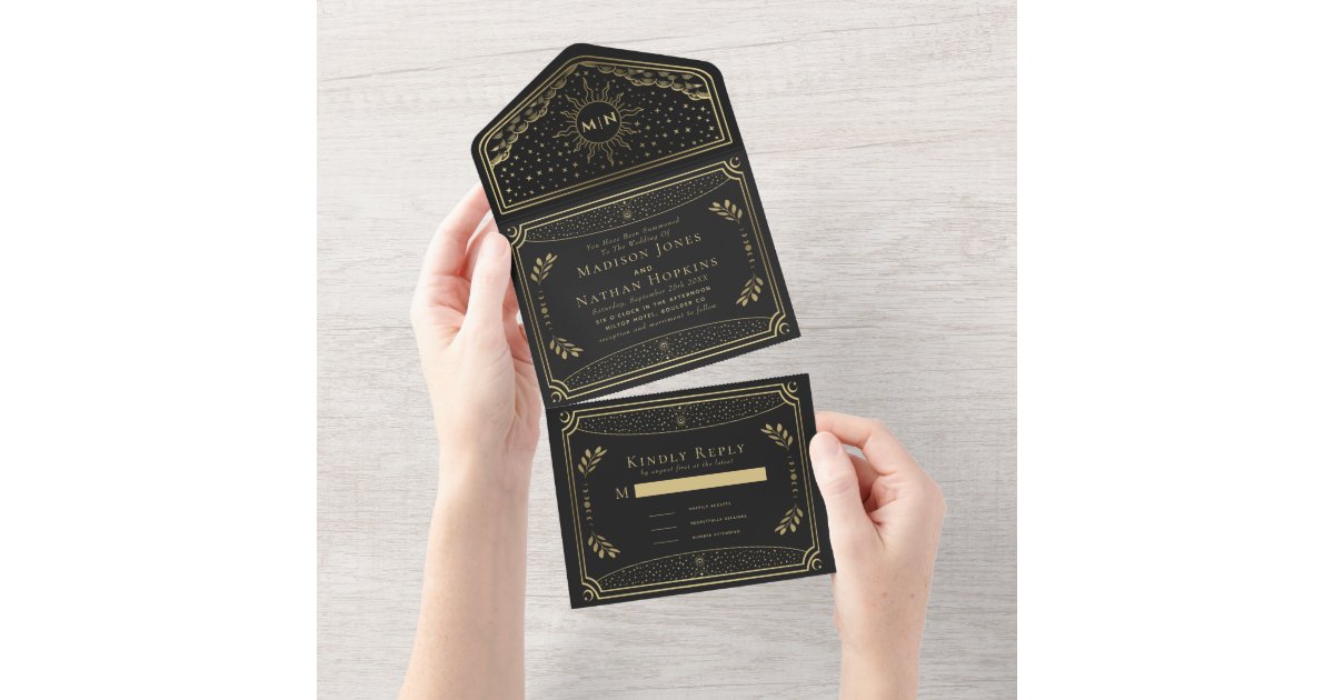 Gold Elegant Tarot Card Wedding Invitation | Zazzle