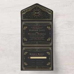 Gold Elegant Tarot Card Wedding Invitation | Zazzle